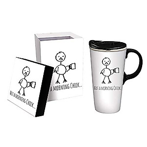 Not a Morning Chick Ceramic Travel Cup - 5 x 7 x 4 Inches
