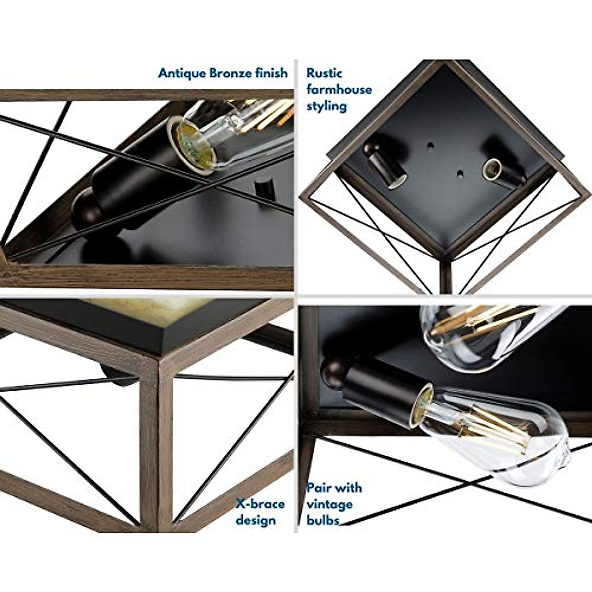 Briarwood Collection Antique Bronze Two-Light Farmhouse Flush Mount Ceiling Light