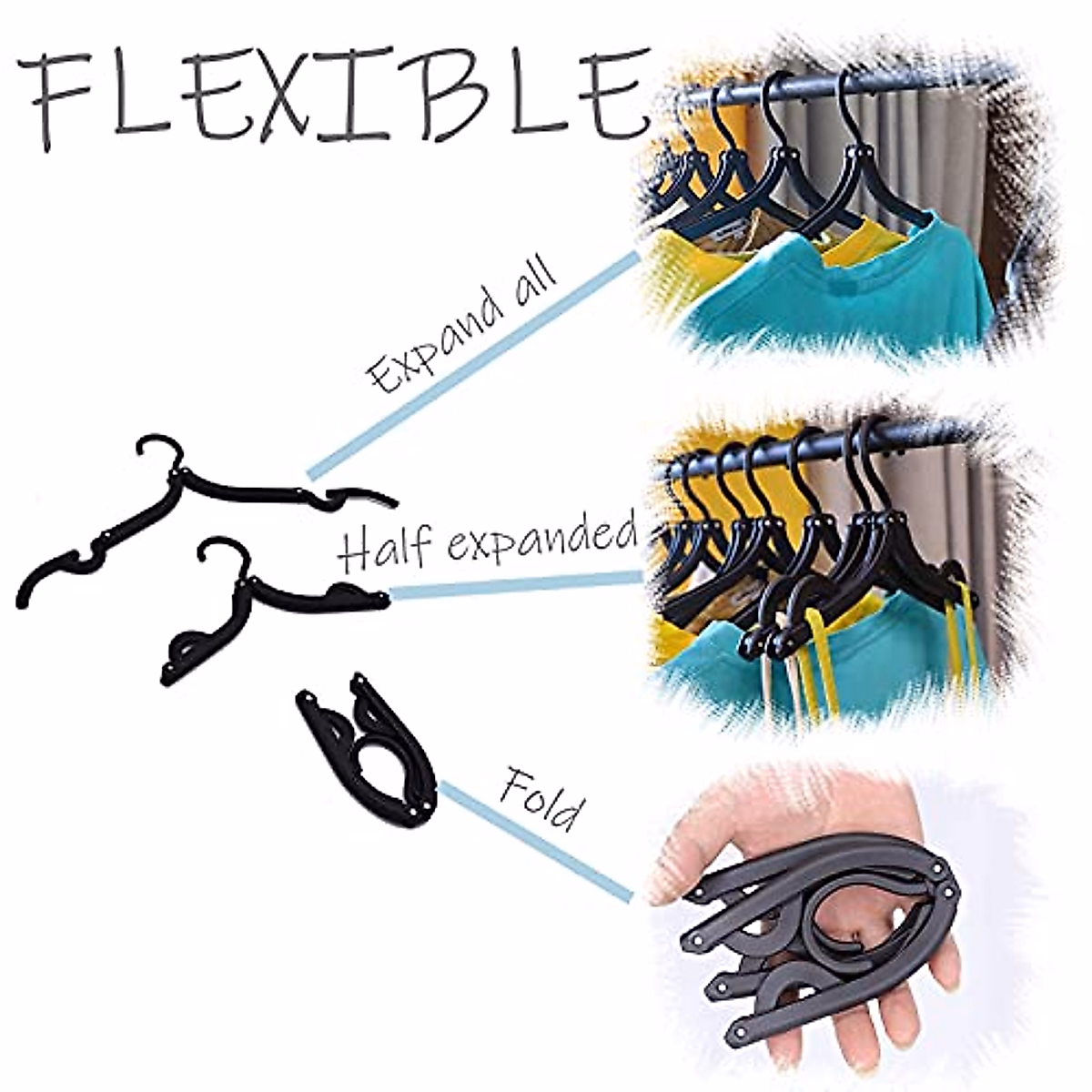 Travel Hangers, Set of 10, Lightweight and Portable Clothes Hangers for Business Trips and Vacations