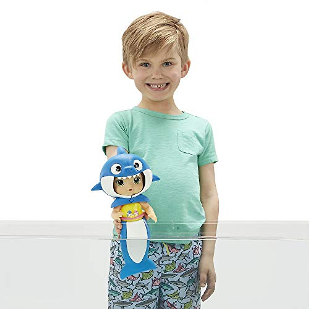 Baby Alive, Baby Shark Brown Hair Doll, with Tail & Hood, Inspired by Hit Song & Dance, Waterplay Toy for Kids Ages 3 Years Old & Up (Amazon Exclusive)