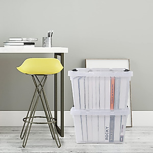 Teyyvn 4-Pack 50 L Large Plastic Storage Latch Bin with Lid, Clear Storage Boxes with wheels