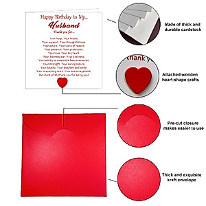 Hilgue Special Birthday Card for Husband, Thank You Husband Birthday Card, Sentimental Bday Card for him with Envelope