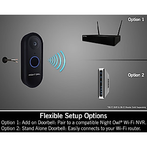 Night Owl 1080p HD Smart Video Doorbell with Night Vision, 2-Way Audio, Remote Viewing Mobile App, Real-Time Alerts, Human Detection Technology, Wide Viewing Angle and Customizable Storage Options