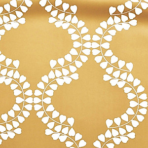 DriftAway Julianna Valance Geometric Leaf Pattern Thermal Blackout Window Curtain Valance Rod Pocket 52 Inch by 18 Inch Plus 2 Inch Header Golden Yellow