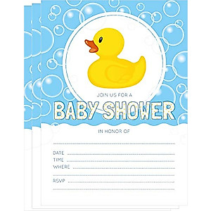 24 Rubber Ducky Baby Shower Invitations 5x7 Invites with 24 White Envelopes