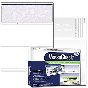 VersaCheck Secure Checks - 1000 Blank Business Voucher Checks - Blue Classic - 1000 Sheets Form #1000 - Check on Top