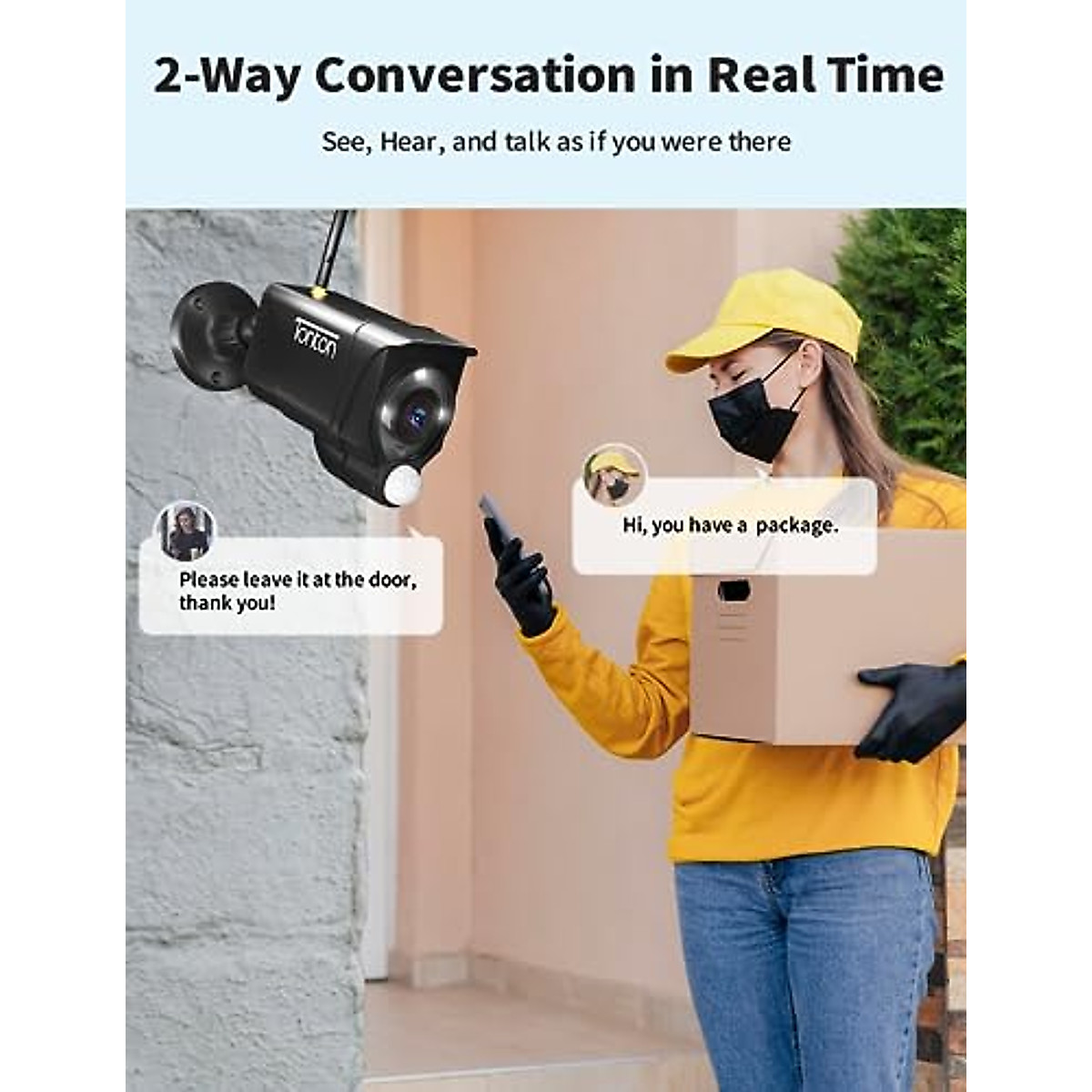 [Dual WiFi, PIR Sensor] Tonton 4K Wireless Security Camera System with 2TB Hard Drive,10CH NVR,8PCS 3MP Outdoor WiFi Cameras,12V DC Powered,2 Way Audio,Spotlight,AI Human Detection,Work with Alexa