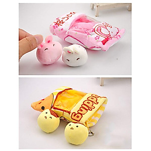 Soft Stuffed Lovely Simulation Snack Plush Toys Baby Mini Cartoon Rabbit Puppy Bag Toy Dog Pudding Throw Pillow 2 Pack , Small