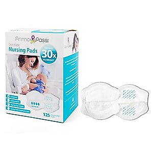Stay Dry Disposable Nursing Pads for Breastfeeding, 125 Count Super Absorbent, Ultra Comfortable, and Individually Wrapped Leakproof - by Primo Passi