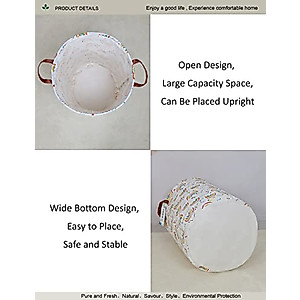 ONOEV 2 Pack Round Fabric Storage Bin,Decorative Basket,Organizer Basket with Handles,for Clothes Storage,books and sundries (2 Pack rainbow)