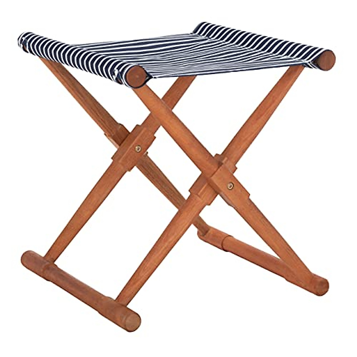 Safavieh PAT7053C-SET2 Outdoor Breanne Natural and Navy Striped (Set of 2) Stool