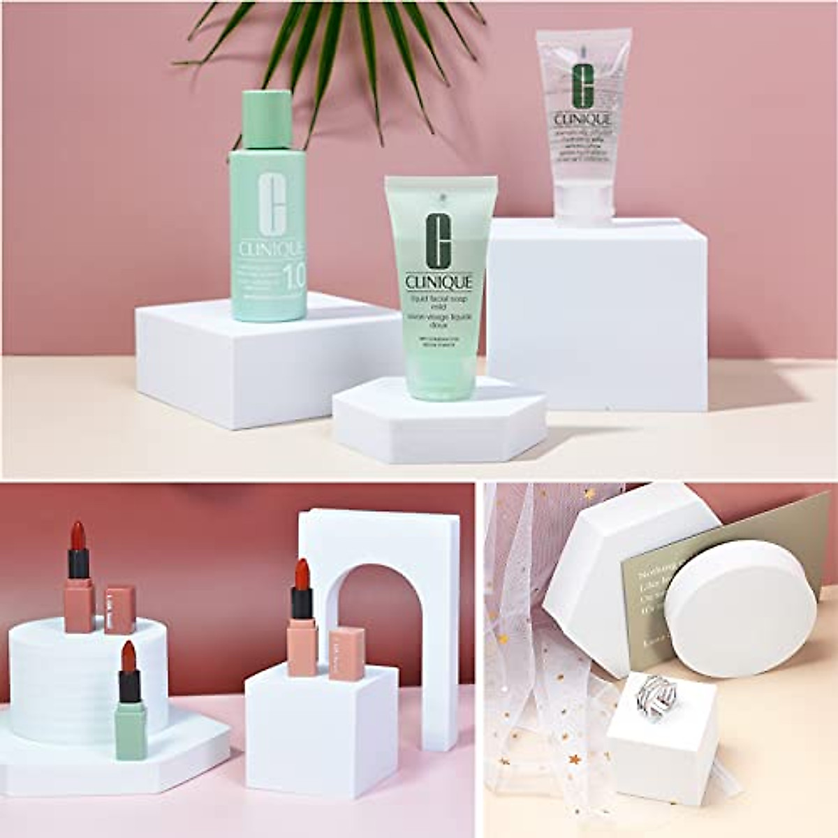 Yoocheese 12PCS Product Photography Photo Props : Hard Foam Geometric Shapes for Jewelry Cosmetic Flat Lay Photo Shoot (White)