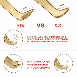 Volume Eyelash Extensions Tweezers Set 5 PCS,Stainless Steel Lash Tweezers Curved Precision Tweezers Application