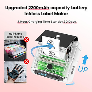 Memoking M200 Label Maker Machine with Tape 3 Rolls - Portable Label Printer for Labeling Products - Bluetooth Label-Maker Wireless - Thermal Barcode Label Printer for Clothes,Address,Jars,Album,Cable