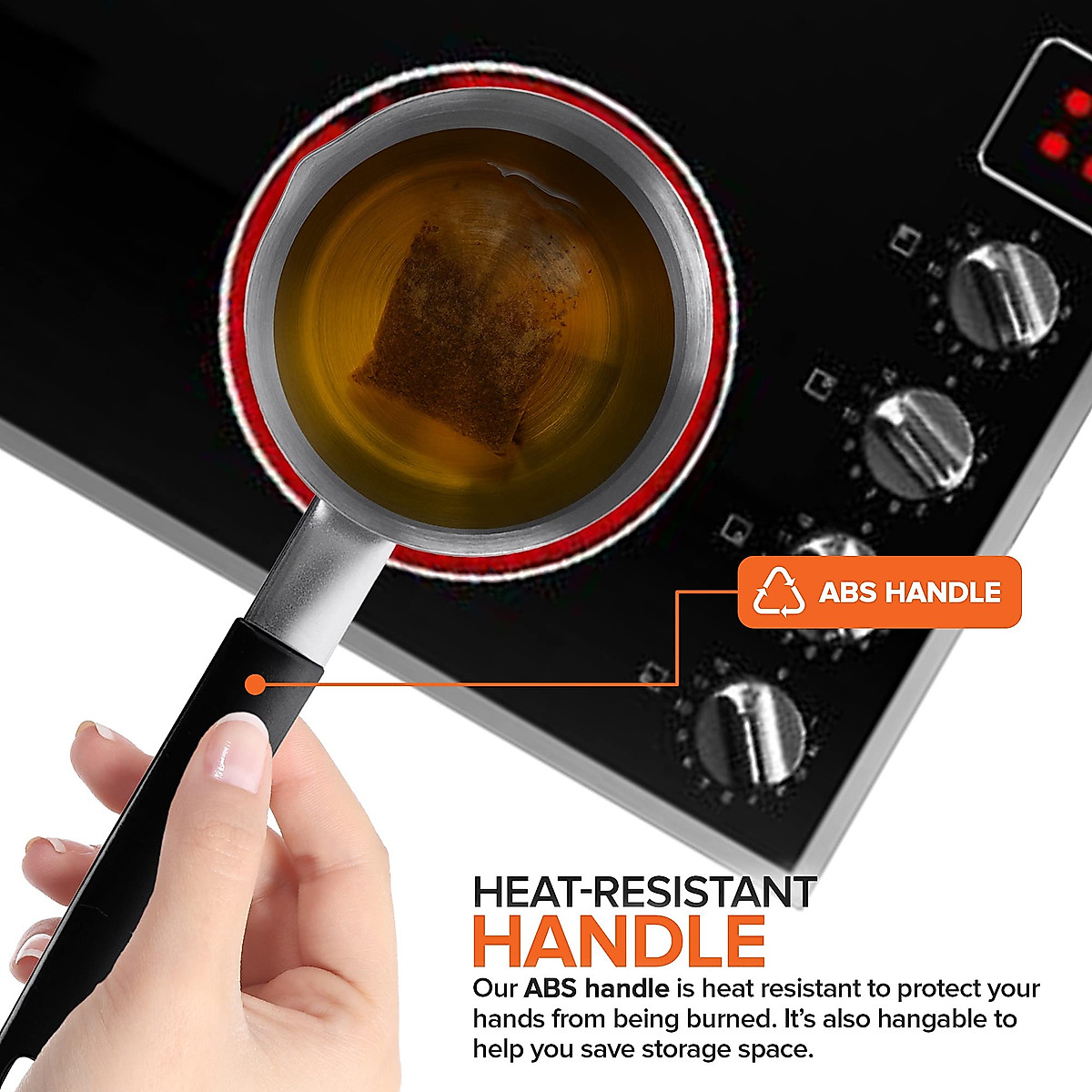 Stock Your Home 24oz Turkish Coffee Pot, Small Saucepan Coffee Maker, Mini Sauce Pan Butter Melter, Stainless Steel Milk Warmer Pots for Stove Top