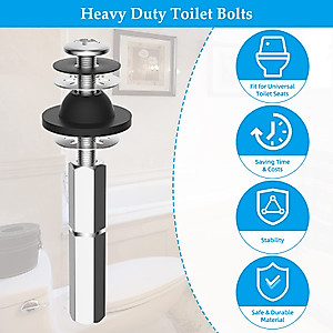 Hibbent 2 PCS Universal Toilet Seat Bolts Kit, Heavy Duty Stainless Steel Toilet Bolts with Extra Long Downlock Nuts Rubber Washers Gaskets, Easy to install -Bathroom Toilet Repair Screw