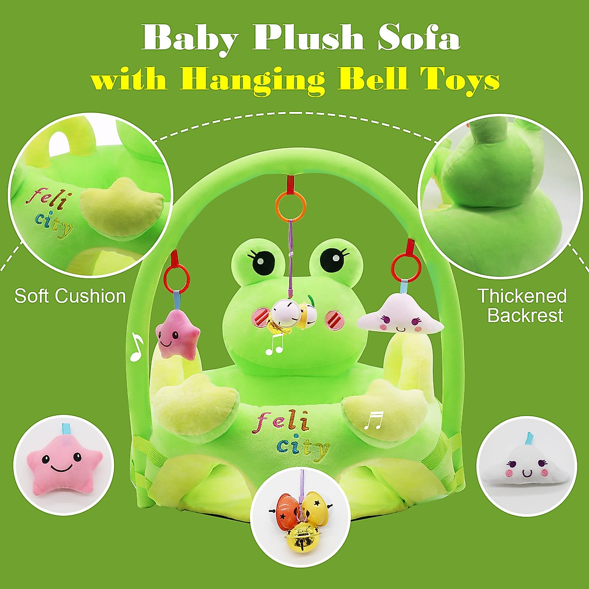 vocheer Baby Sitting Chair, Comfortable Infant Soft Plush Floor Support Seat Baby Learning to Sit Soft Animal Shaped Baby Sofa for Newborn(Radish Rabbit)