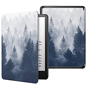 MoKo Case for 6.8" Kindle Paperwhite (11th Generation-2021) and Kindle Paperwhite Signature Edition, Light Shell Cover with Auto Wake/Sleep for Kindle Paperwhite 2021 E-Reader, Gray Forest