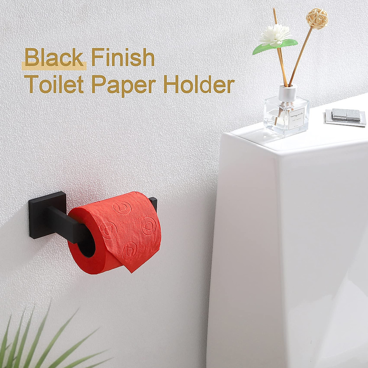 KOKOSIRI Black Toilet Paper Holders Bathroom Toilet Paper Roll Holder SUS304 Stainless Steel Contemporary Wall Mounted, Matte Black, B2003BK