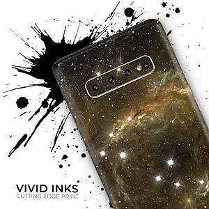 DesignSkinz Glowing Gold Universe Protective Vinyl Decal Wrap Skin Cover Compatible with The Samsung Galaxy S20 (Screen Trim & Back Glass Skin)