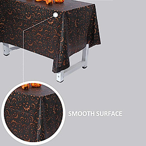 CAKKA Halloween Tablecloth, 2PCS 54x108 Inch Disposable Table Cover, Rectangle Plastic Halloween Table Cloth for Hunted House Table Decoration, Black