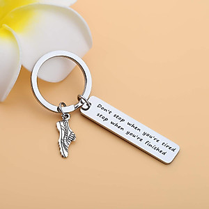 HOLLP Runner Keychain Runner Gifts Don’t Stop When You’re Tired Stop When You’re Finished with Running Shoe Charm Keychain Marathon Gifts Runnner Jewelry (Keychain)