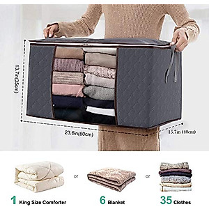 3PCS Clothes Storage Bag Closet Organizer with Reinforced Handle Firm Fabric Strong Zipper Foldable Breathable Storage Container Set for Clothes, Quilts, Blankets, Bedding