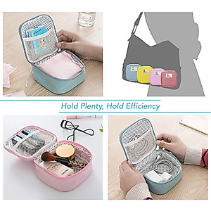 BeeChamp 4pcs Cute Small Travel Sanitary Holder Girls Waterproof Cosmetic Jewelry Bags Lipsticks Electronics Makeup Organizers for Women, Multicolor