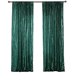 Sugargirl Dark Green Sequin Backdrop Curtain 2 Panels 2FTx8FT Glitter Dark Green Background Drapes Sparkle Photography Backdrop for Party Wedding Birthday Wall Decoration