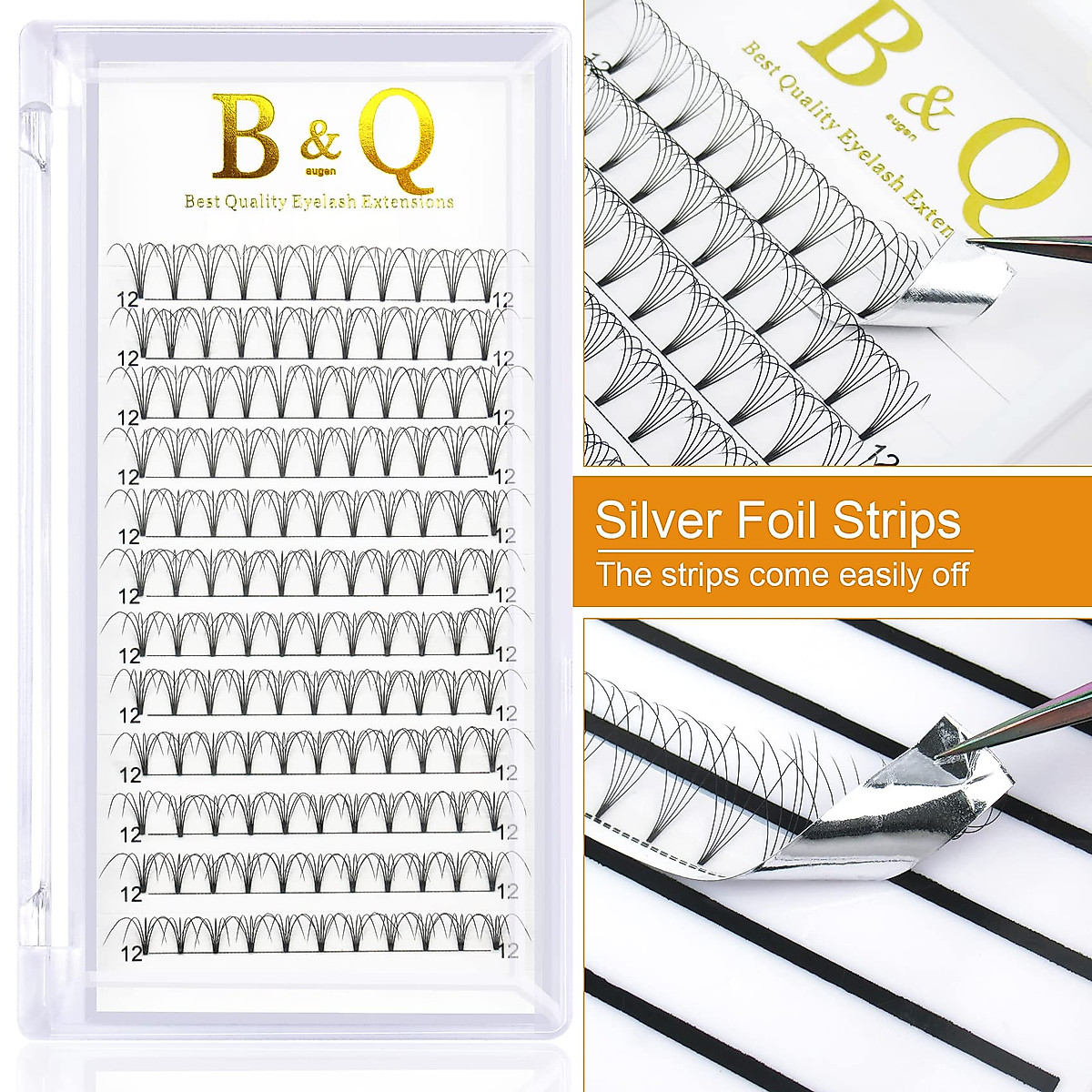 Premade Fans Eyelash Extensions 5D 6D 4D 3D Pre Made Eye Lash Extension Fans Short Stem 0.07 0.10 C D Curl Volume Lash Extensions 9mm to 18mm B&Qaugen Eyelash Extension (5D-0.10D,8-15MIX)