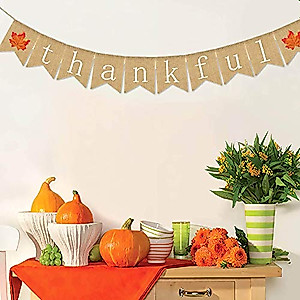 Thanksgiving Banner Thankful Banner Burlap - Thanksgiving Decoration | Fall Banner| Thanksgiving Decor