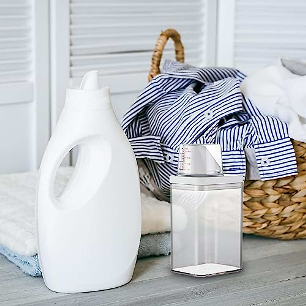 Laundry Powder Bin, Household Washing Powder Storage Container, Laundry Detergent Powder Storage Box,With Measuring Cup Rice Storage Bottle Laundry Powder Box （1100ml）