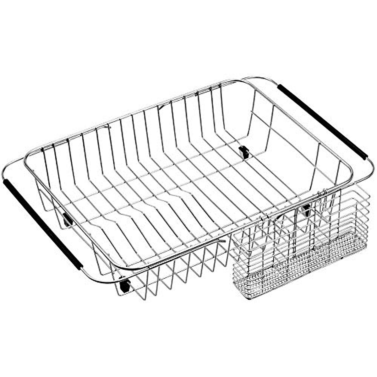 WEGAP Dish Drying Rack Over or in Sink, on Countertop with Wire Utensil Holder, Adjustable Handle Drying Dish Drainer Dish Rack, Storage Organizer for Kitchen,