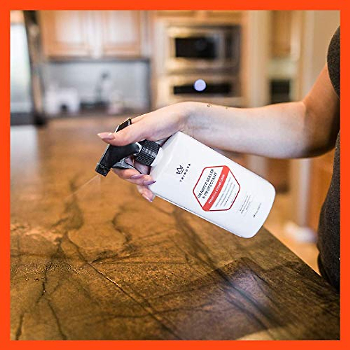 Granite Sealer & Protector – Best Stone Polish, Protectant & Care Product – Easy Maintenance for Clean Countertop Surface, Marble, Tile – No Streaks, Stains, Haze, or Spots - 18 OZ - TriNova