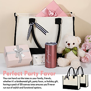 Sweetude 20 Pcs Canvas Beach Bag Initial Classic Present Bag for Women DIY Personalized Canvas Tote Bag for Wedding Bridal Bridesmaid Birthday Beach Holiday(Natural White)