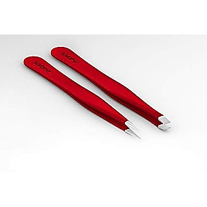 Suvorna 4" Precision Aligned Professional Tweezers Color Sets with Premium Stainless Steel. One Sharp Pointed Pair and One Straight Tip Pair for Precision Eyebrow Shaping.