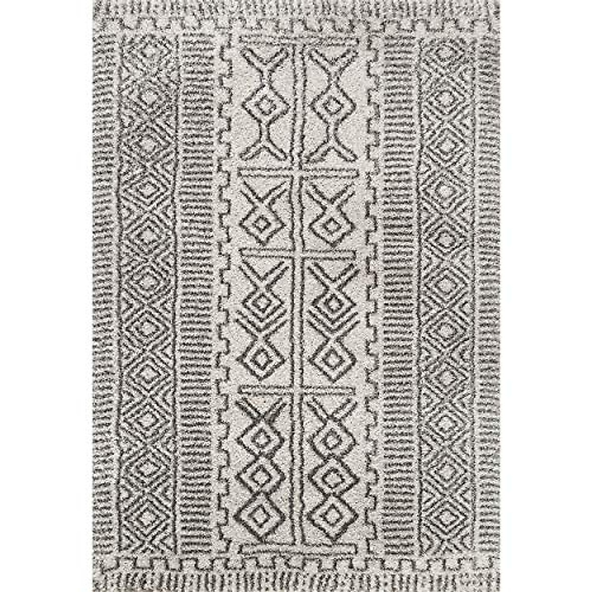 nuLOOM Hurley Tribal Shag Area Rug, 6' 7" x 9', Ivory