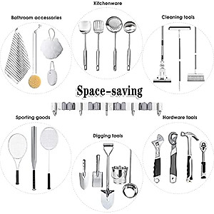 Piyl Broom Mop Holder Wall Mount Metal Tool Organizer Heavy Duty Holds Up to 30 lbs, Home Garage Garden Hooks Hanger Rack Storage 2packs