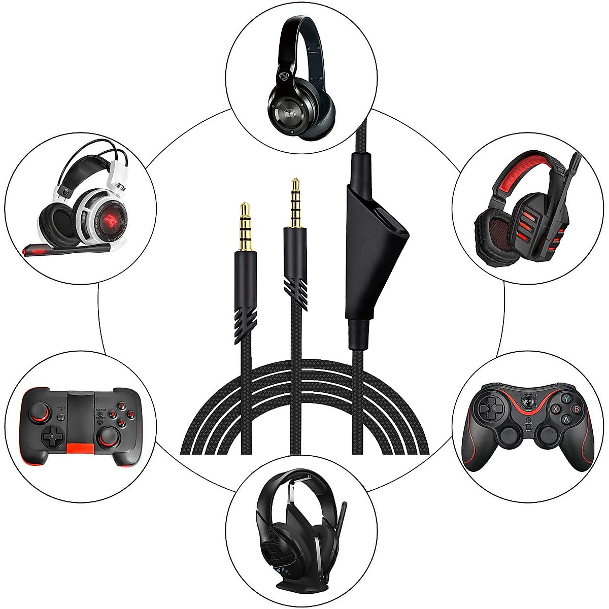 gozahad Astro A10 Cable Cord Adapter Replacement with Volume Control - Also Works with A40 &A40TR Gaming Headsets Xbox one ps4 Controller 2.0Meter (Without Inline Mute)