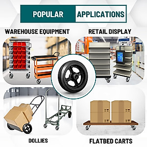 CasterHQ 8" X 2" RUBBER ON CAST IRON WHEEL - 650 LBS CAPACITY - Replacement Caster Wheel - Commercial/Industrial Application - 8 inch x 2 inch - Medium/Heavy Duty