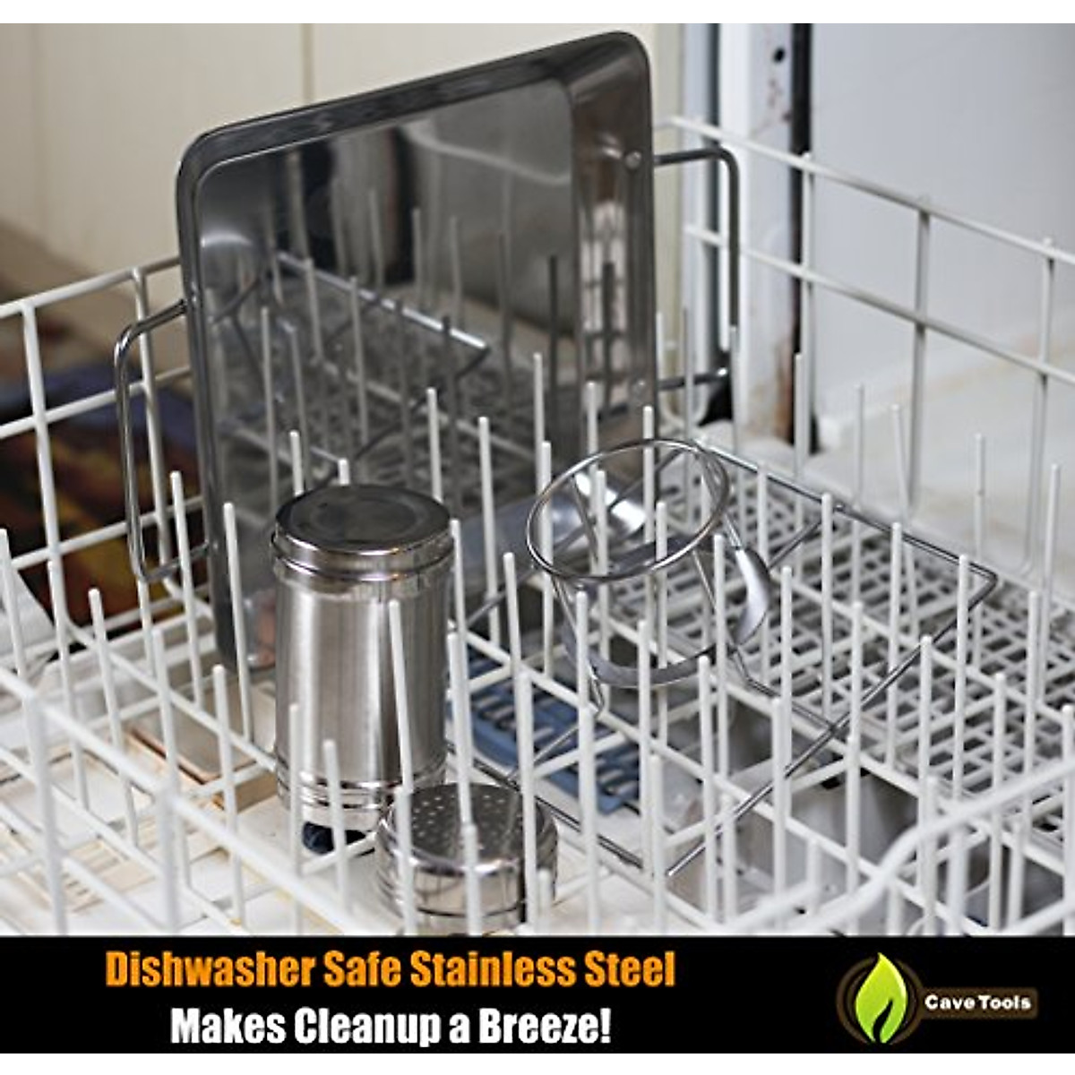 Cave Tools Beer Can Chicken Holder Roasting Pan with Vegetable Spikes - BBQ Accessories, Dishwasher Safe