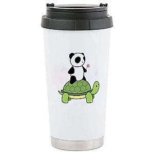 CafePress Turtle And Panda 1 Stainless Steel Travel Mug Stainless Steel Travel Mug, Insulated 20 oz. Coffee Tumbler