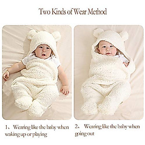 Baby Swaddle Blanket Boys Girls Cute Cotton Plush Receiving Blanket Soft Newborn Sleeping Wraps for Infant 0-6 Months