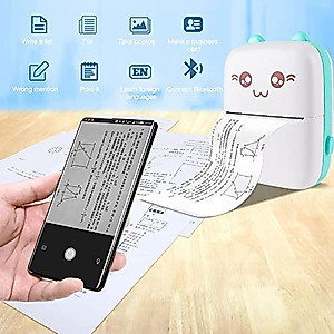 SEDSEY Pocket Mini Printer, Bluetooth 4.0 Wireless Mini Thermal Printer Photo Printer Label Memo Receipt Notes Paper Portable BT Inkless Printing Smart Thermal Printer for Study Home Office