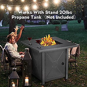 Havato 28" Propane Fire Pit Table,40,000 BTU Gas Fire Pit Table with Safe Lid,Auto-Ignition,with Lava Rocks,Steel Fire Pit Bowl,Protective Cover,Outdoor Fireplace for Outside Backyard Garden