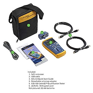 Fluke Networks CIQ-100 Copper Qualification Tester, Qualifies and Troubleshoots Category 5-6A Cabling for 10/100/Gig Ethernet, Coax and Voip, Blue