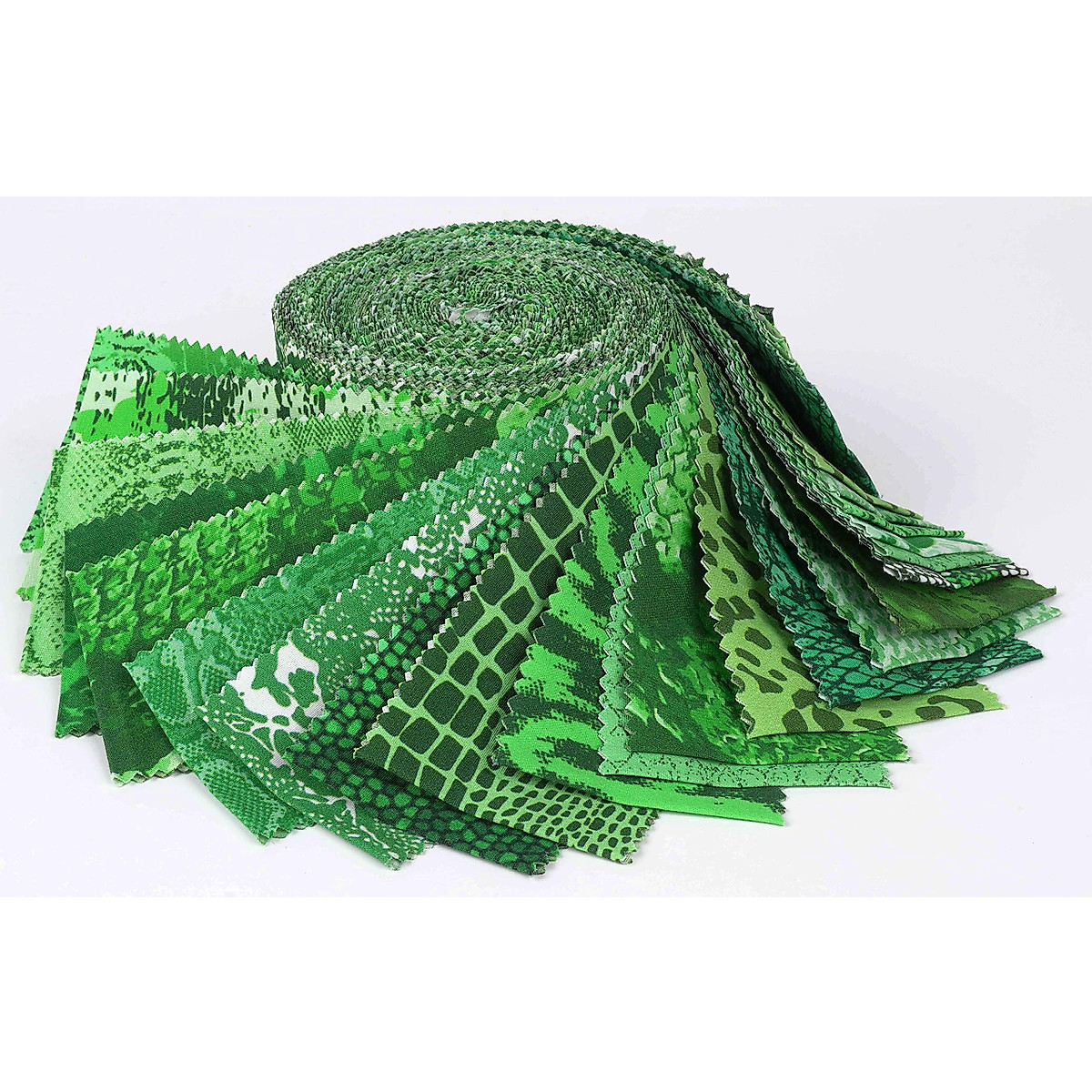 Soimoi 40Pcs Tie Dye Print Cotton Precut Fabrics for Quilting Craft Strips 2.5x42inches Jelly Roll - Green