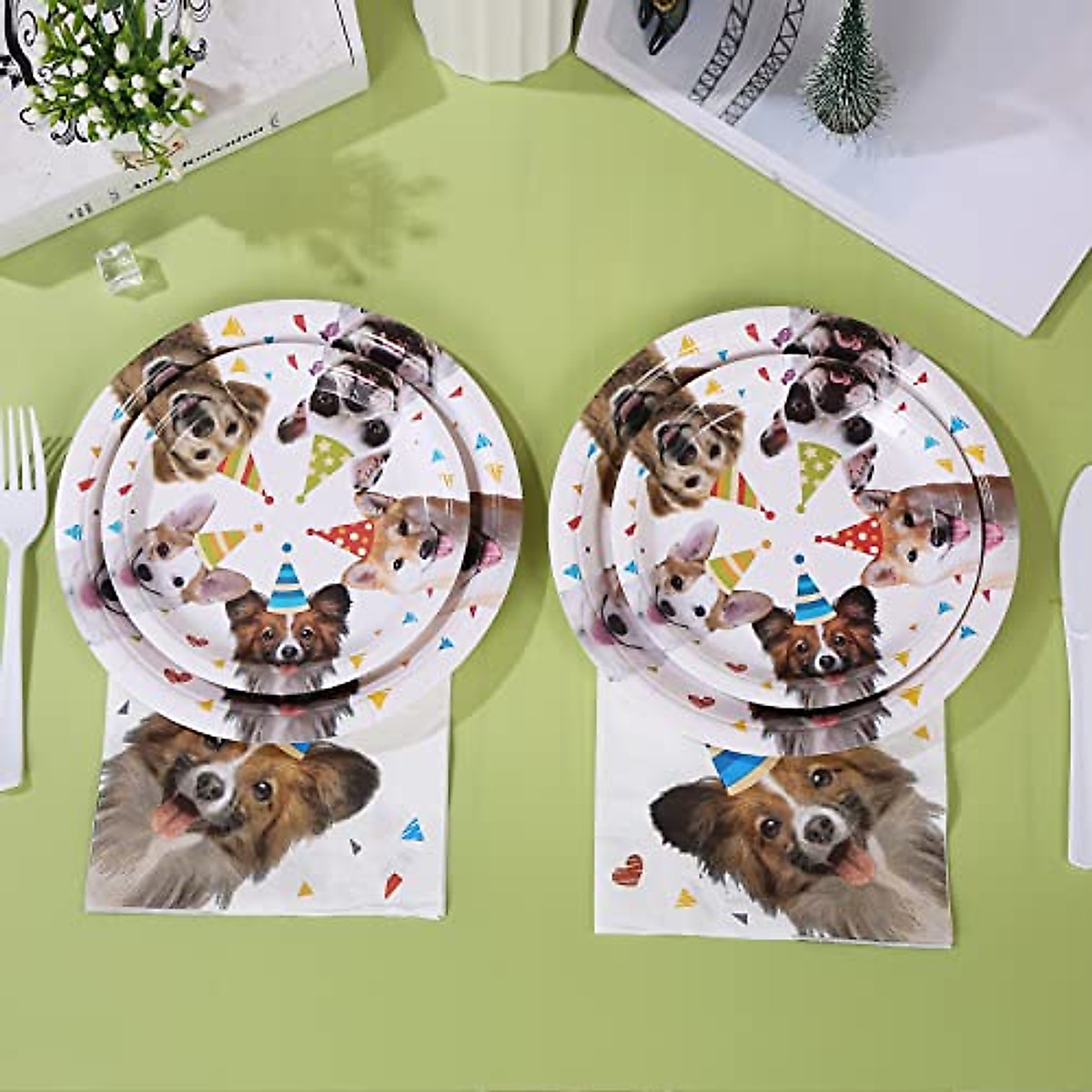 175PCS Dog Themed Birthday Party Supplies Dog Party Plates Cups and Napkins Sets for Puppy Dog Pals Birthday Party Decorations, Serves 25