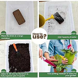 Gro-Med Organic Coconut Coir Brick Expands Upto 10 Quarts - Best for Gardening, Seed Starter, Potting Soil Mix - 1.4 lb Compressed Coir for Flowers, Herbs, Vegetables - OMRI Listed Low EC Balanced pH