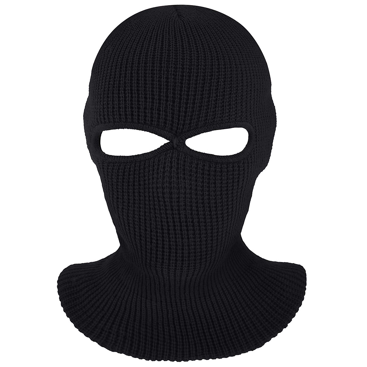 WILLBOND 2 Pieces Knitted Full Face Cover 2-Hole Winter Ski Balaclava Face Covering for Adult Supplies (Black)